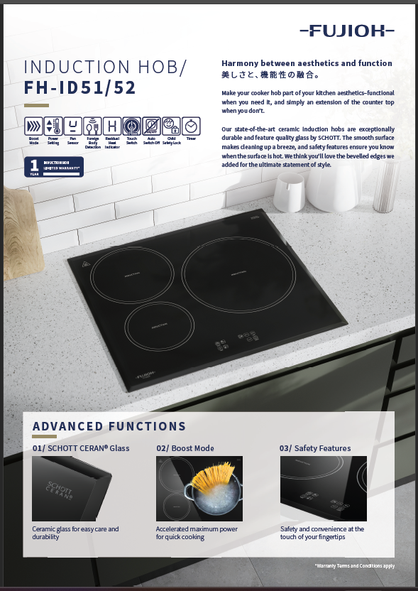 FH-ID5230 Induction Hob with 3 zones | FUJIOH Singapore